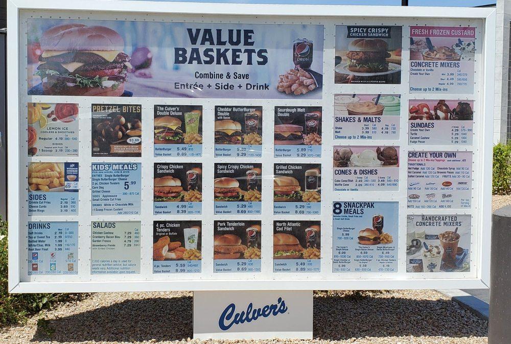 Menu at Culver’s fast food, Mesa, S Crismon Rd