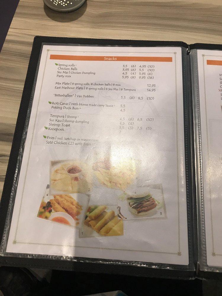 Menu at East Harbour, Amsterdam