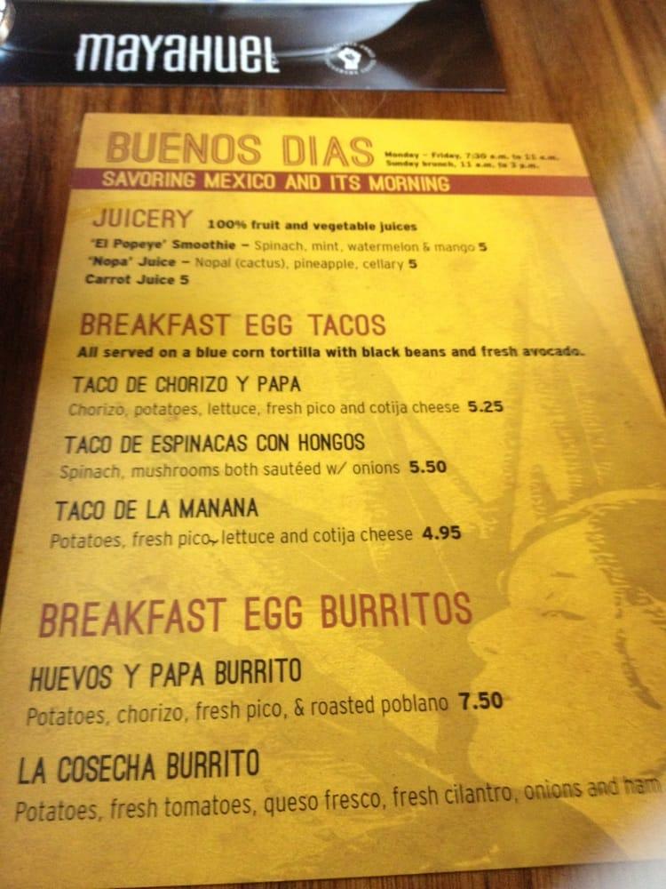 Menu at Mayahuel pub & bar, Sacramento