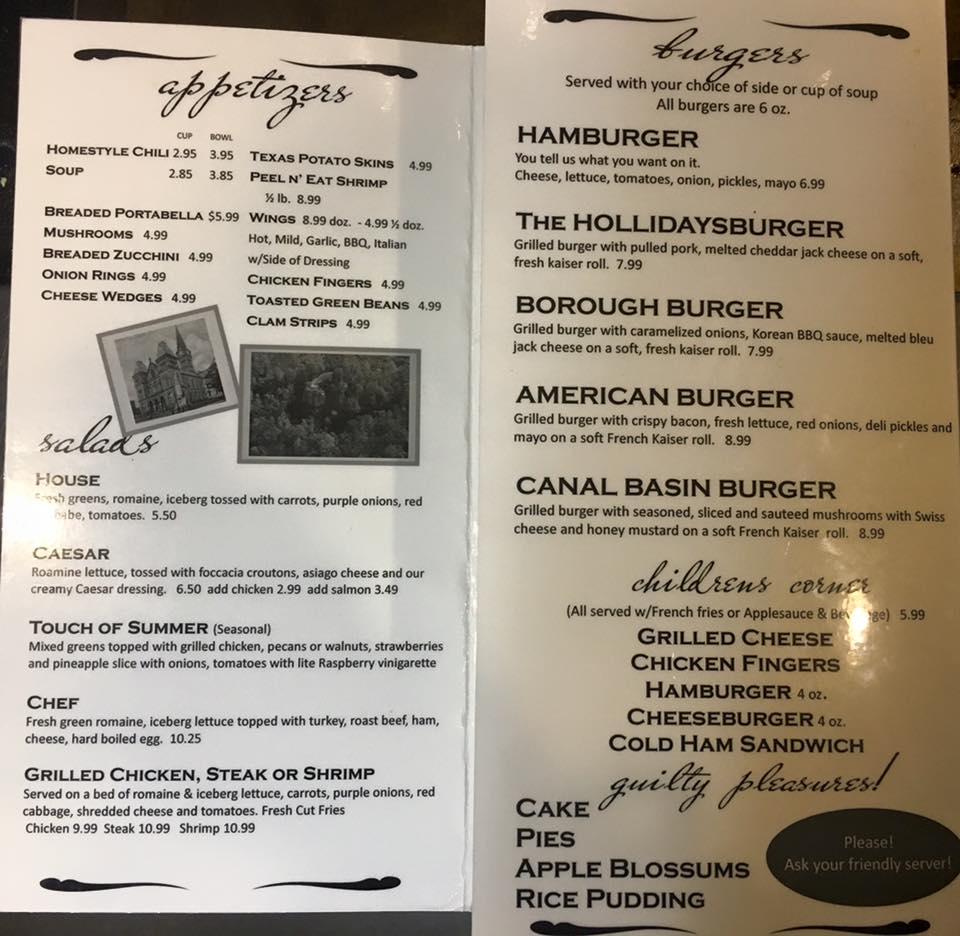 Menu at Old Canal Inn pub & bar, Hollidaysburg