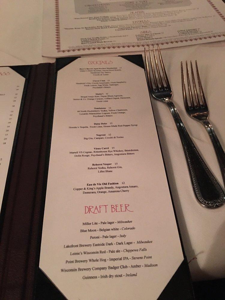 Menu at Rare Steakhouse, Milwaukee