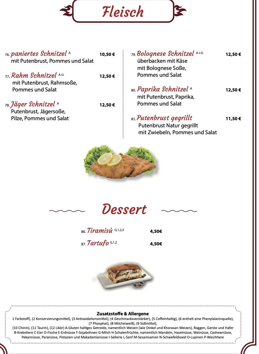 Speisekarte von Ristorante Pizzeria La Crosta, Bad Dürkheim