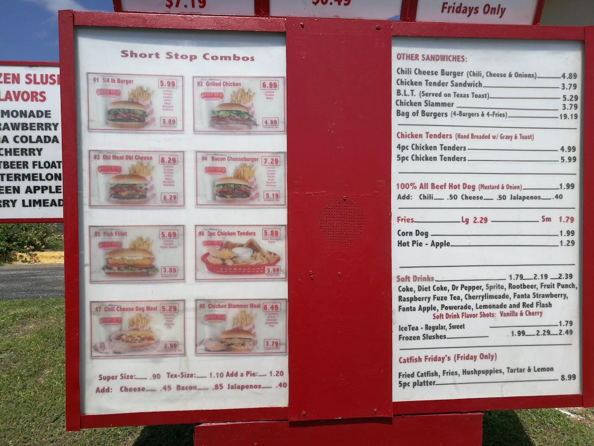 Menu at Short Stop fast food, Austin, Menchaca Rd B