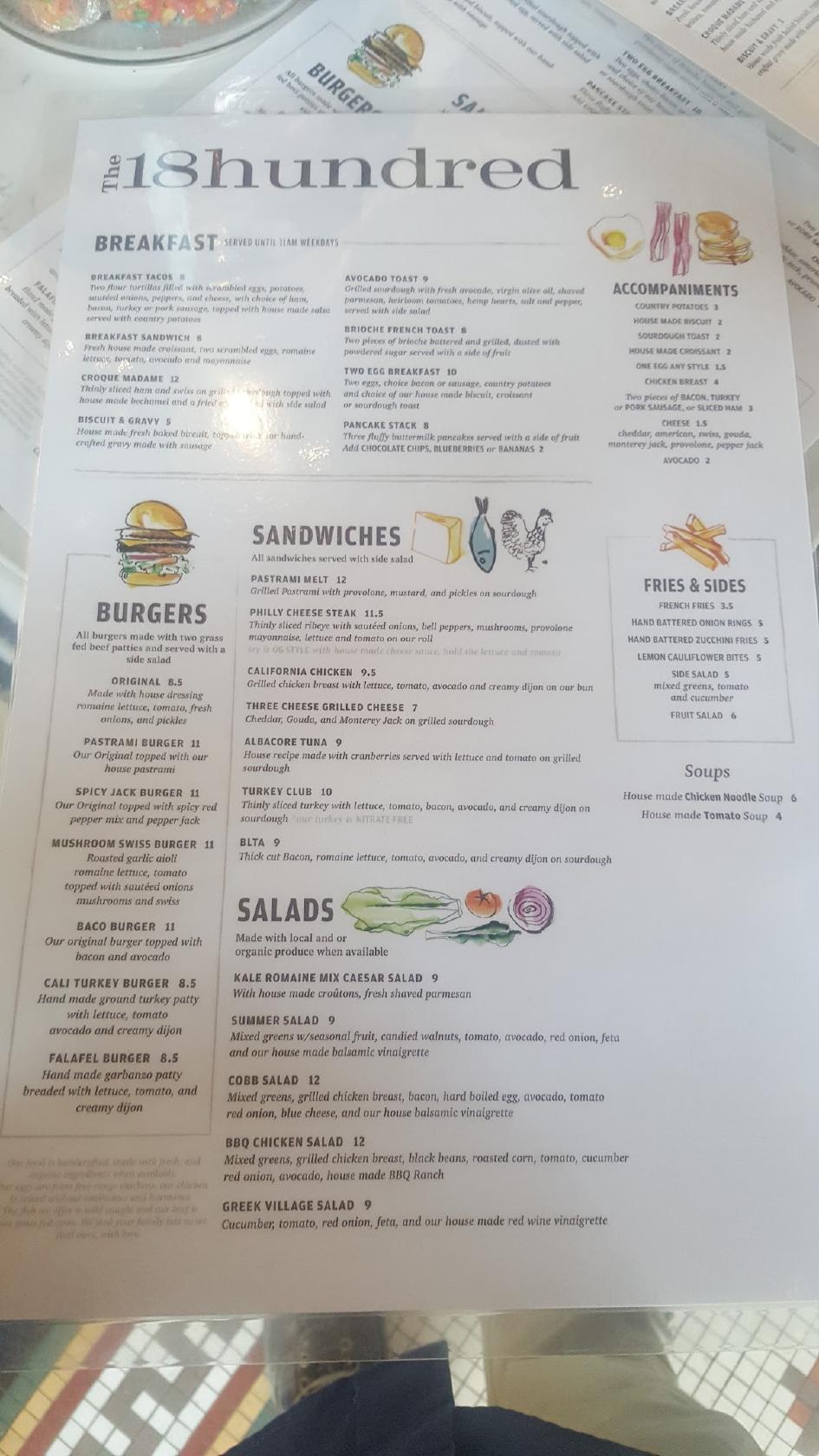 Menu at The 18hundred pub & bar, Bakersfield