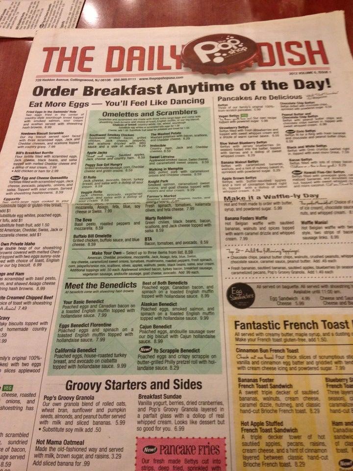Menu at The Pop Shop Collingswood restaurant, Collingswood