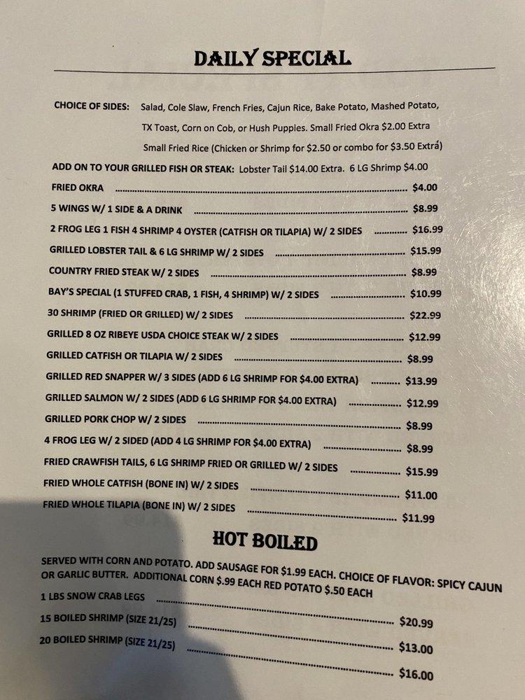 Menu at Bay Seafood Restaurant, Spring