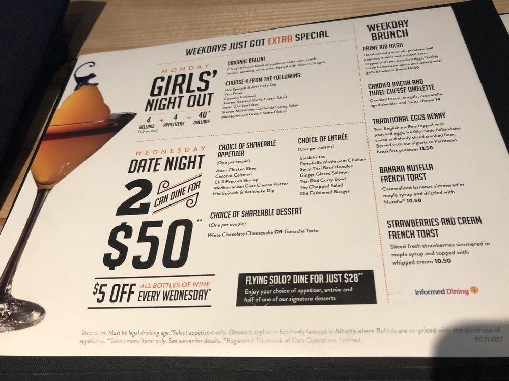 Menu at Milestones pub & bar, Victoria