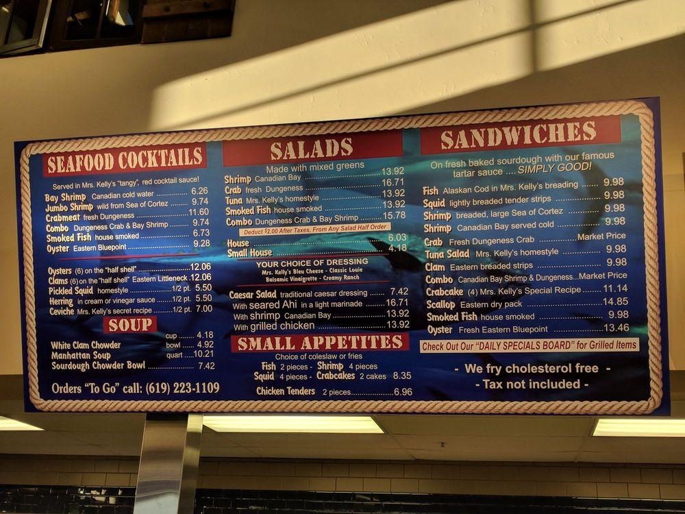 Menu at Point Loma Seafoods restaurant, San Diego