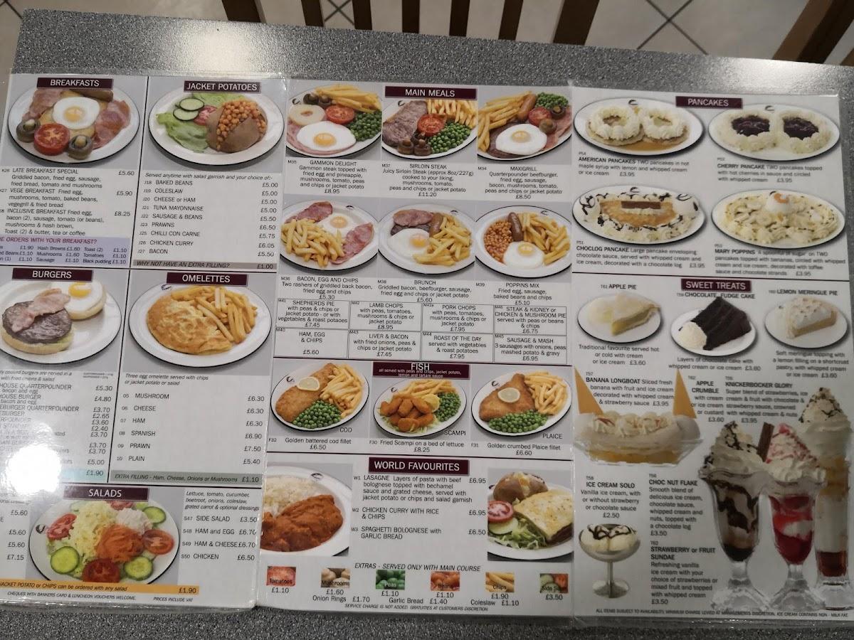 Carta del café Poppins Chesham, Chesham