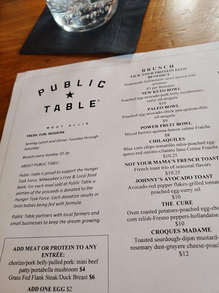 Carta de Public Table, West Allis, W National Ave