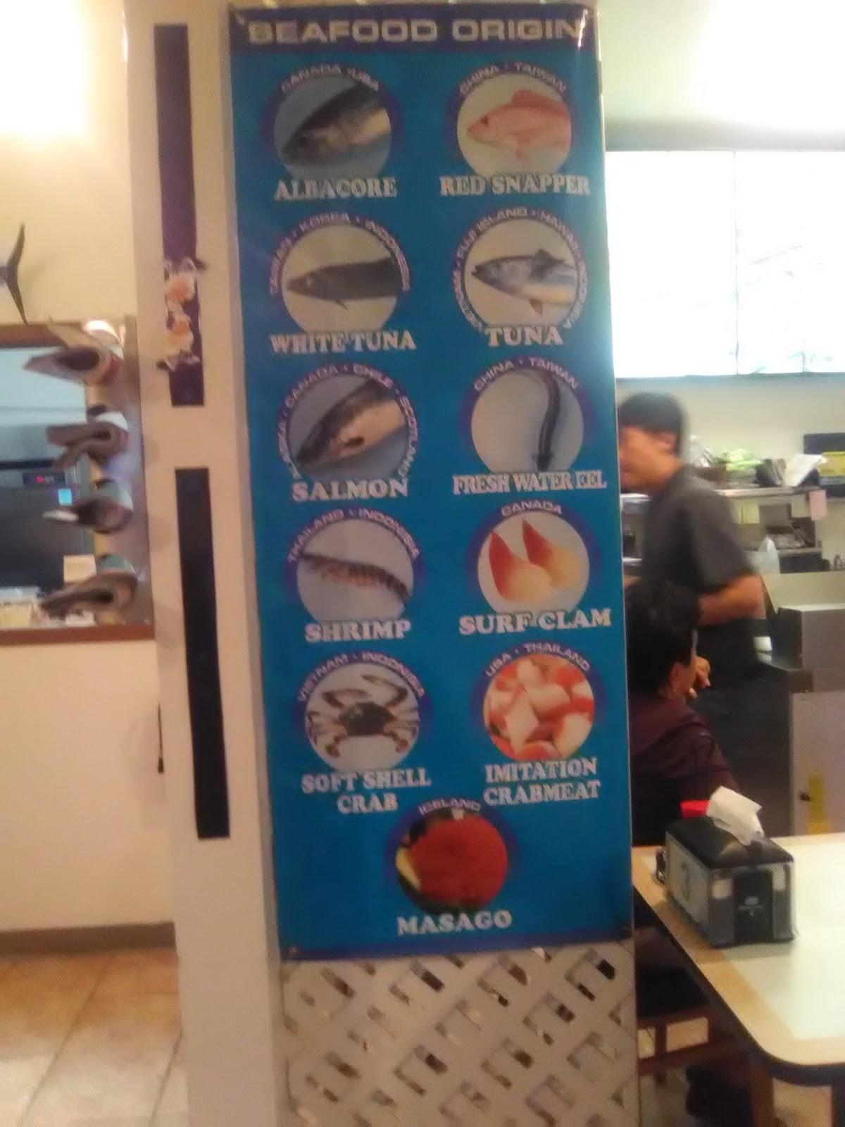 Menu at Sushi in the Box restaurant, Arcadia