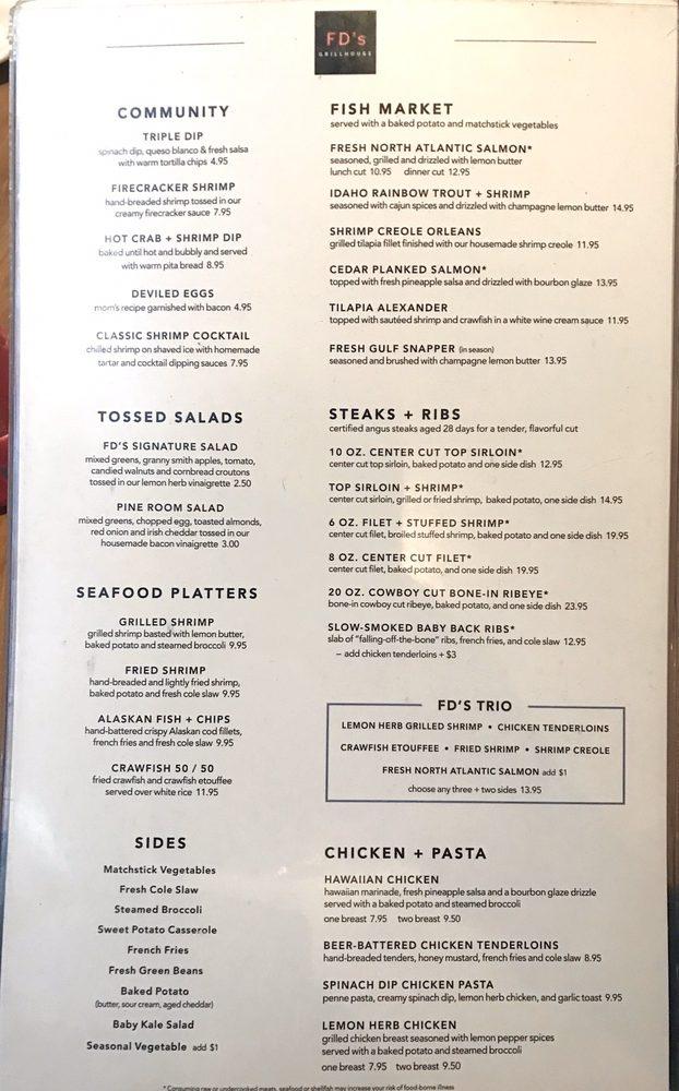 Menu at FD's Grillhouse steakhouse, Tyler, S Broadway Ave #494