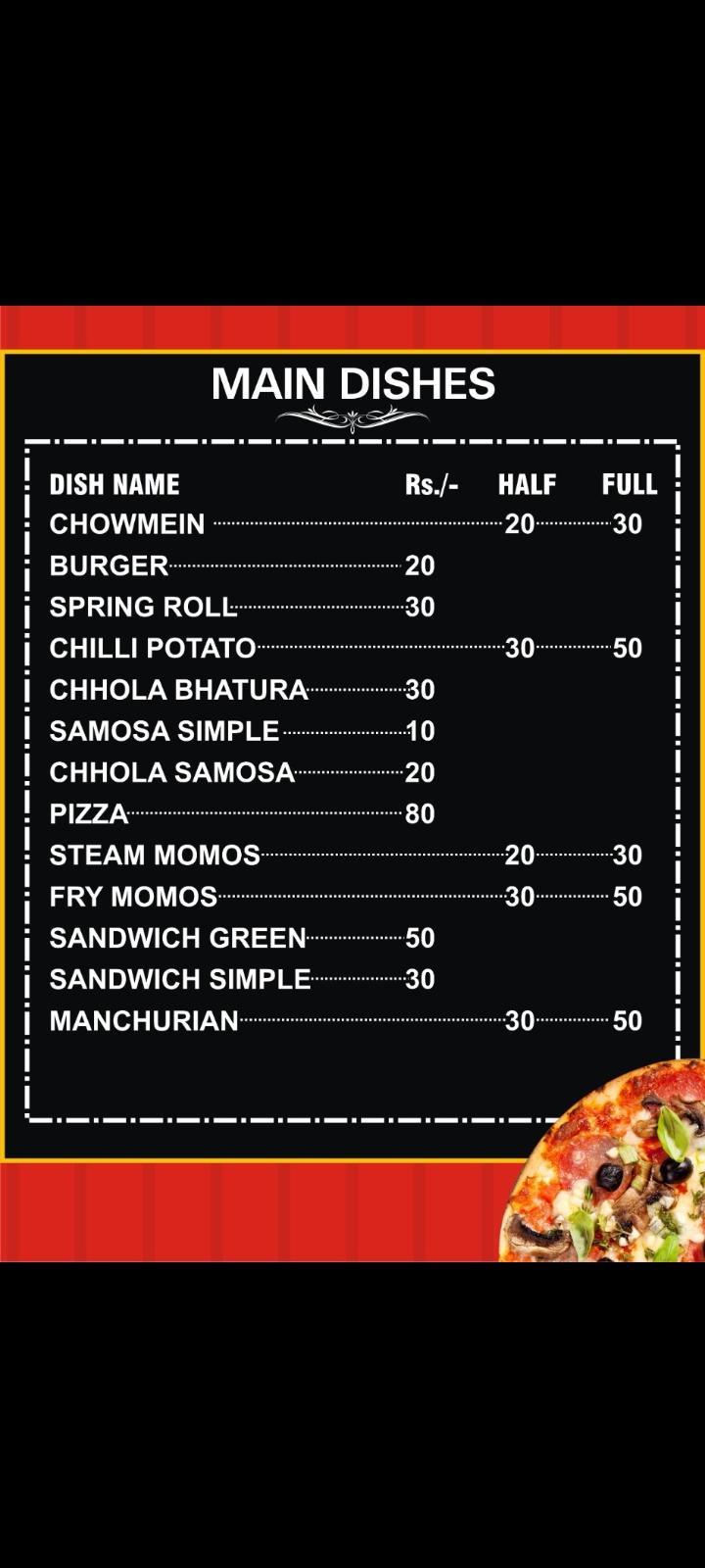 Menu at Foodies Restaurant, Babri