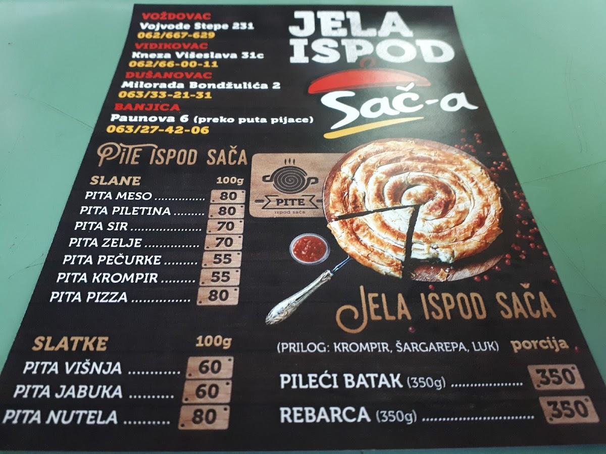 Speisekarte von Jela ispod sača restaurant, Belgrad