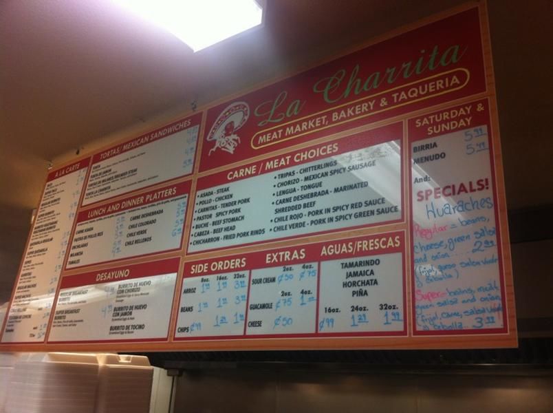 Menu at La Charrita restaurant, Fairfield