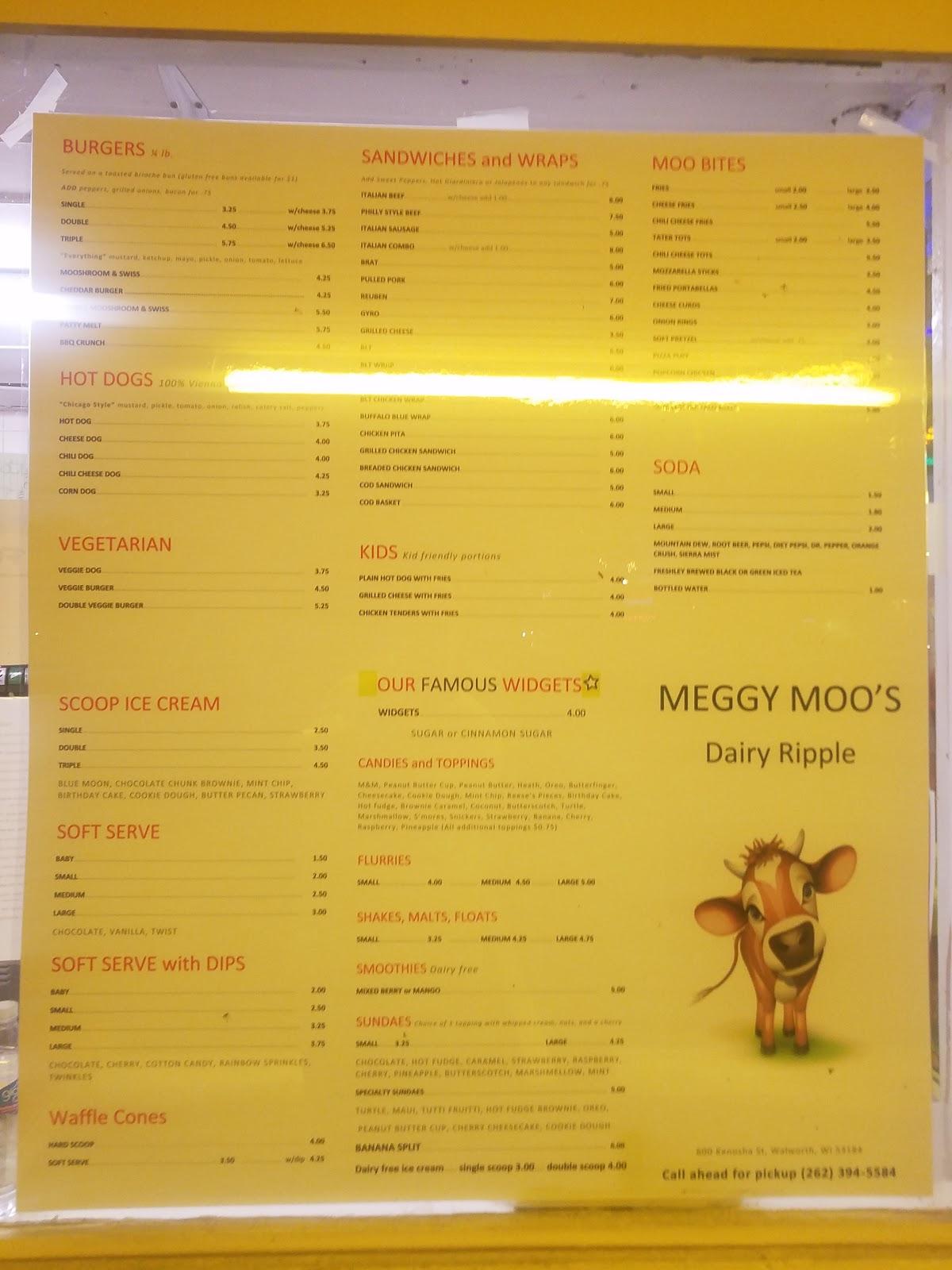 Menu at Meggy Moo's Dairy Ripple fast food, Walworth