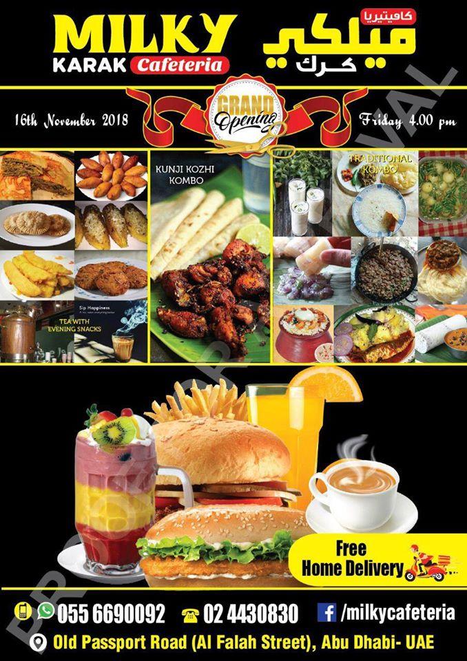 Menu at Milky Karak Cafetaria, Abu Dhabi