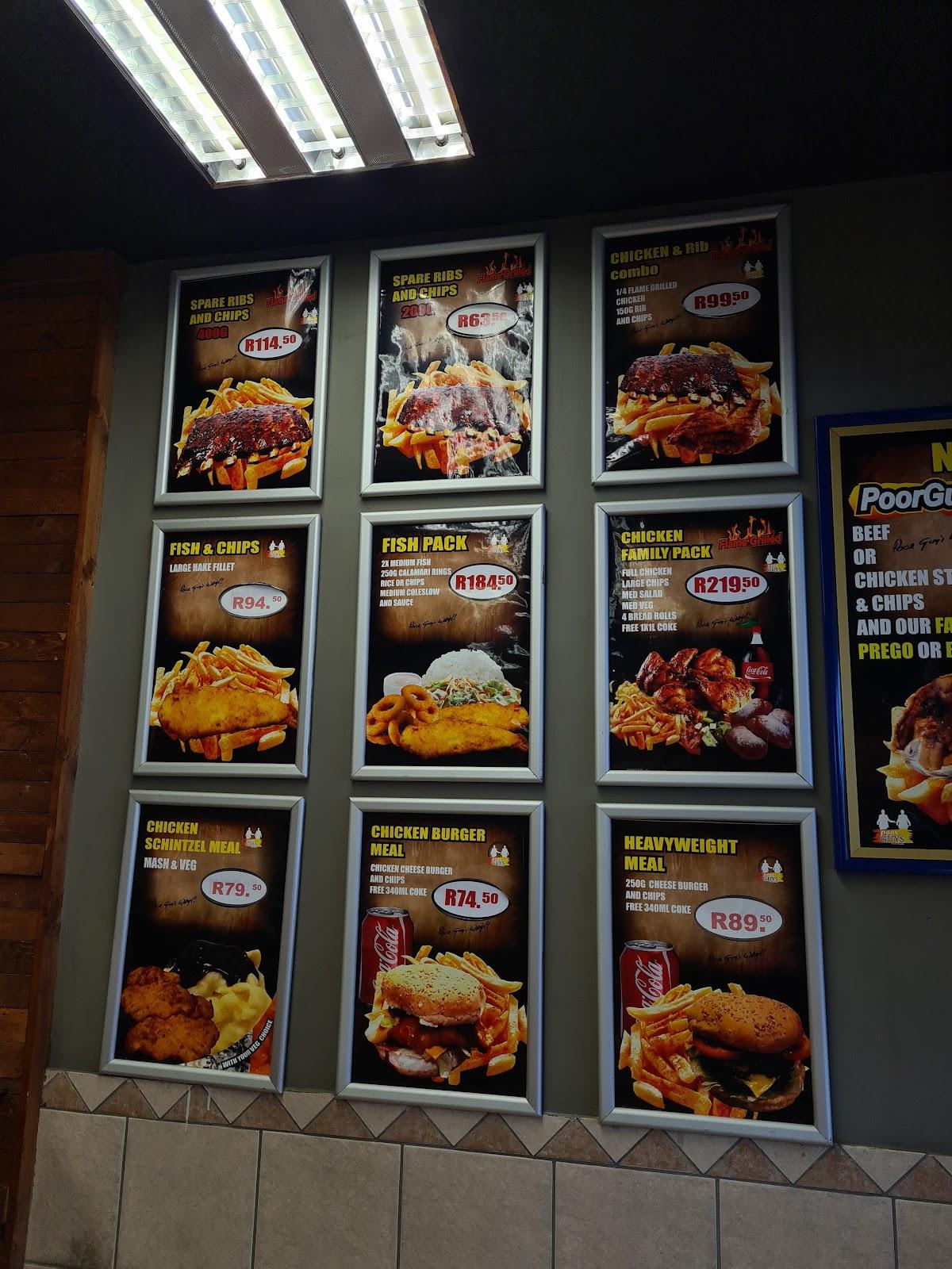 Menu at Poor Guys Fast Food, Pretoria