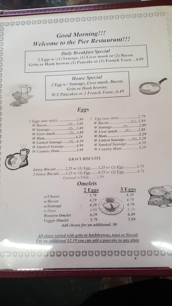 Menu at The Pier restaurant, Marshville