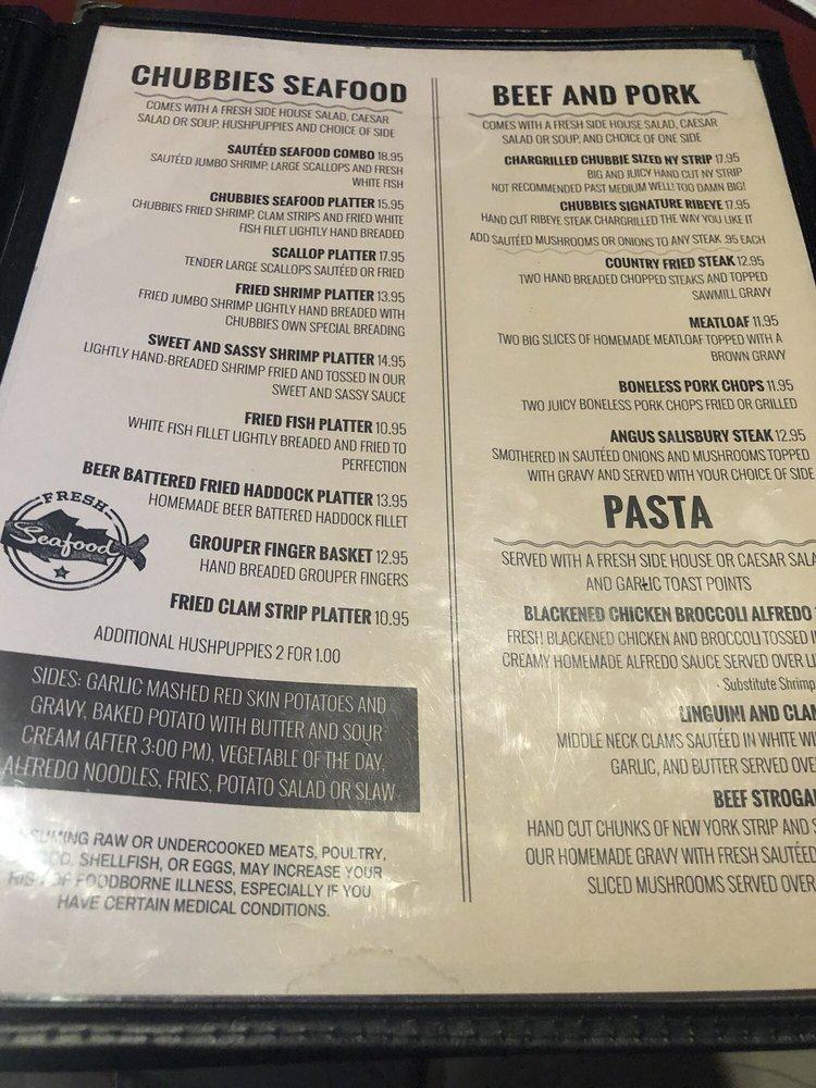 Menu at Chubbies pub & bar, Fort Pierce