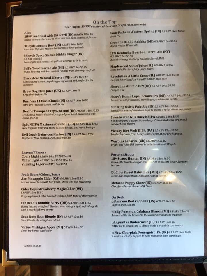 Menu at Big Time Burgers + Brew desserts, Portage