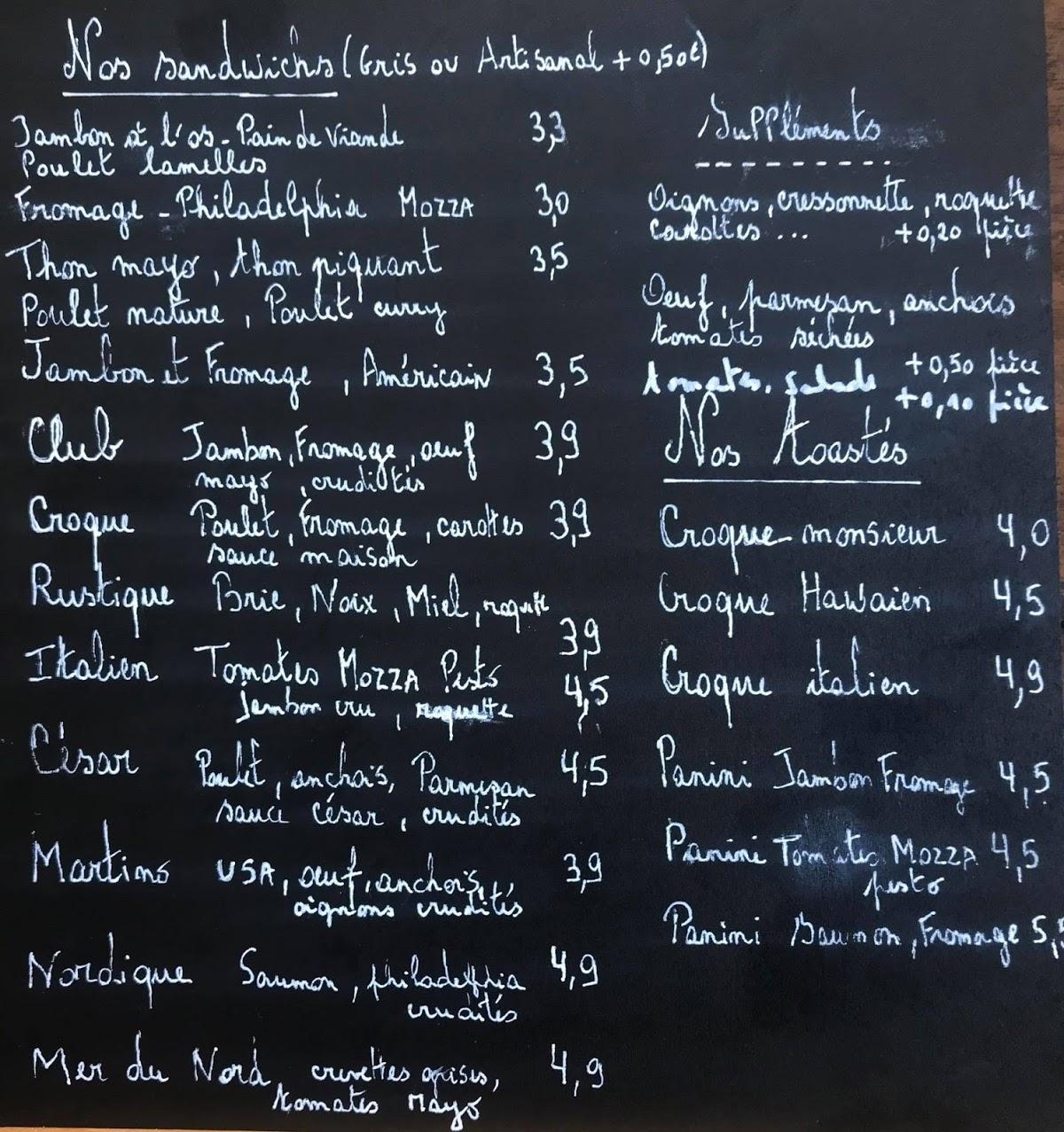 Menu au Croque en Bouche, Tubize