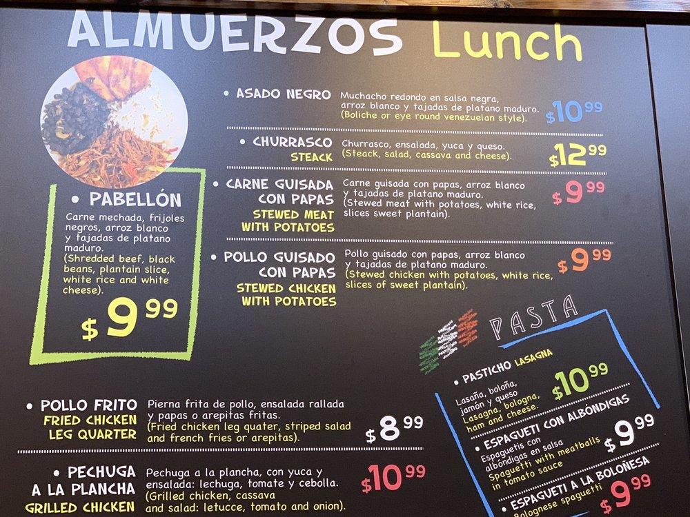 Carta del restaurante El Arepazo Vzla, Carrollton