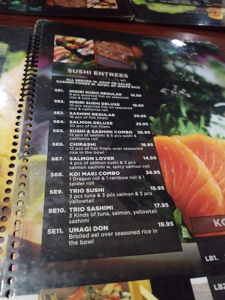Menu at Koi restaurant, Rolla