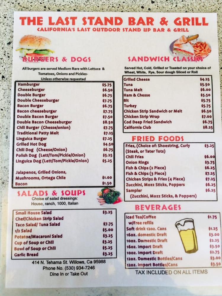 Menu at Last Stand pub & bar, Willows