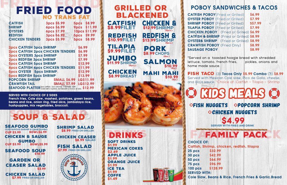 Menu at New Orleans Seafood Kitchen restaurant, La Porte
