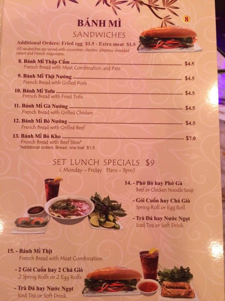 Menu at Pho Oh Yeah restaurant, Houston