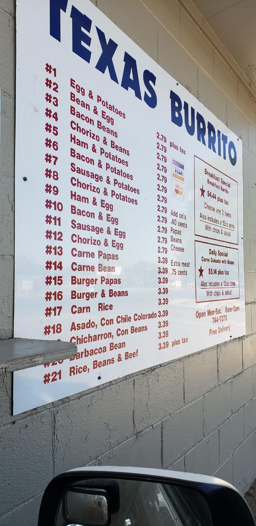 Texas Burrito, 2167 50th St in Lubbock - Restaurant menu and reviews