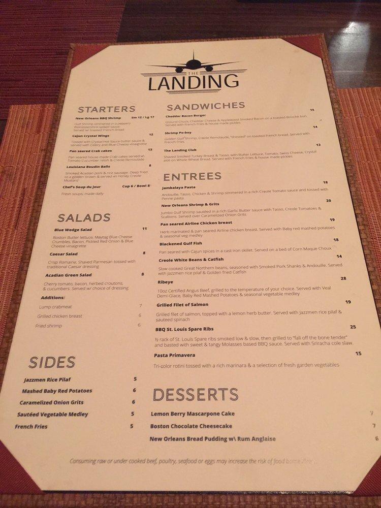 Menu at The Landing Restaurant, Kenner, Williams Blvd