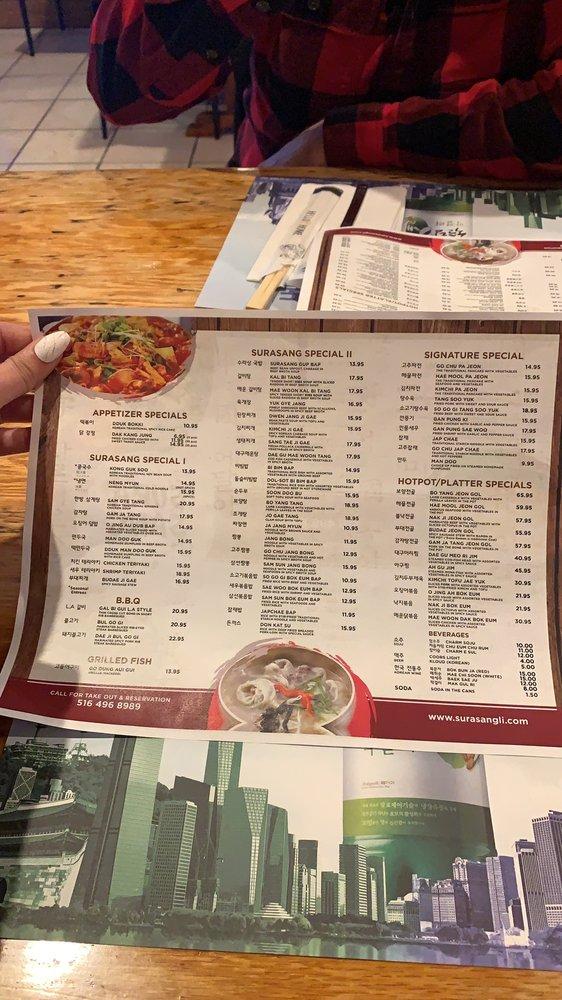 Menu at Surasang Korean Restaurant, Syosset