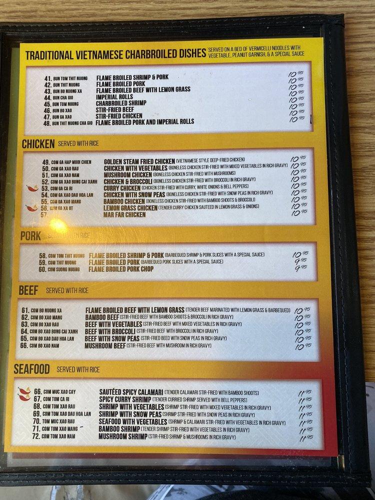 Menu at Young Sing Restaurant, Susanville