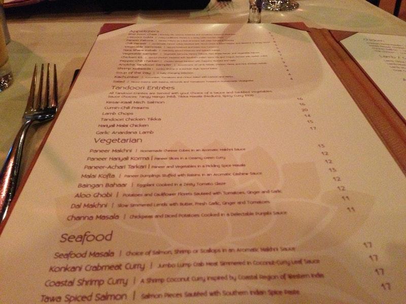 Menu at Anokha Cuisine of India restaurant, Richmond