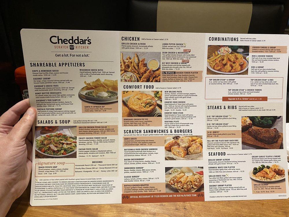 Menu at Cheddar's Scratch Kitchen restaurant, Lakeland