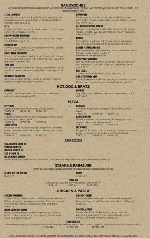 Menu at Dino's Pub, Renton