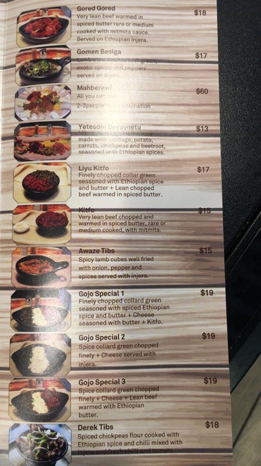 Menu at Gojo Cafe Restaurant, Sunshine