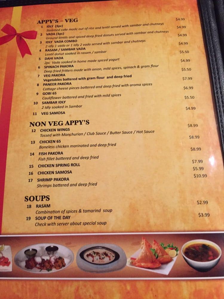 Menu at Madras Club House, Surrey
