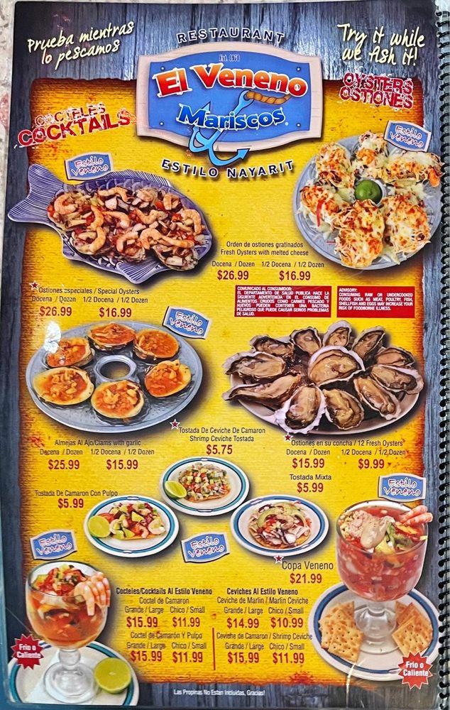 Menu at Marisco's El Veneno pub & bar, Chicago, S Pulaski Rd #4151