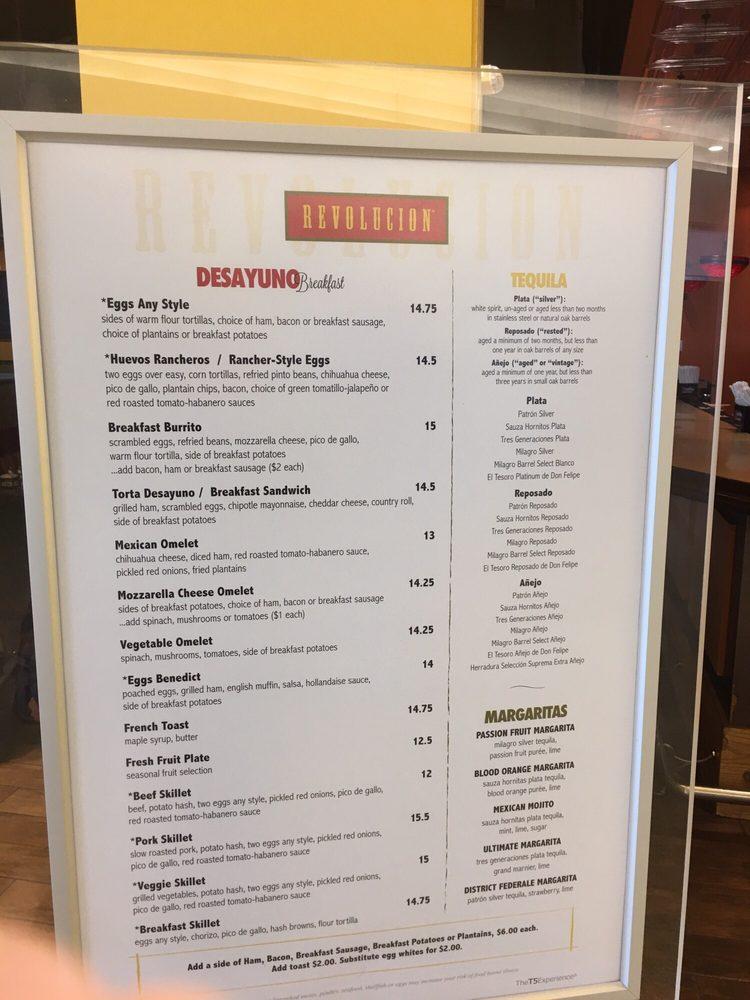 Menu at Revolucion restaurant, New York City, JFK Access Rd