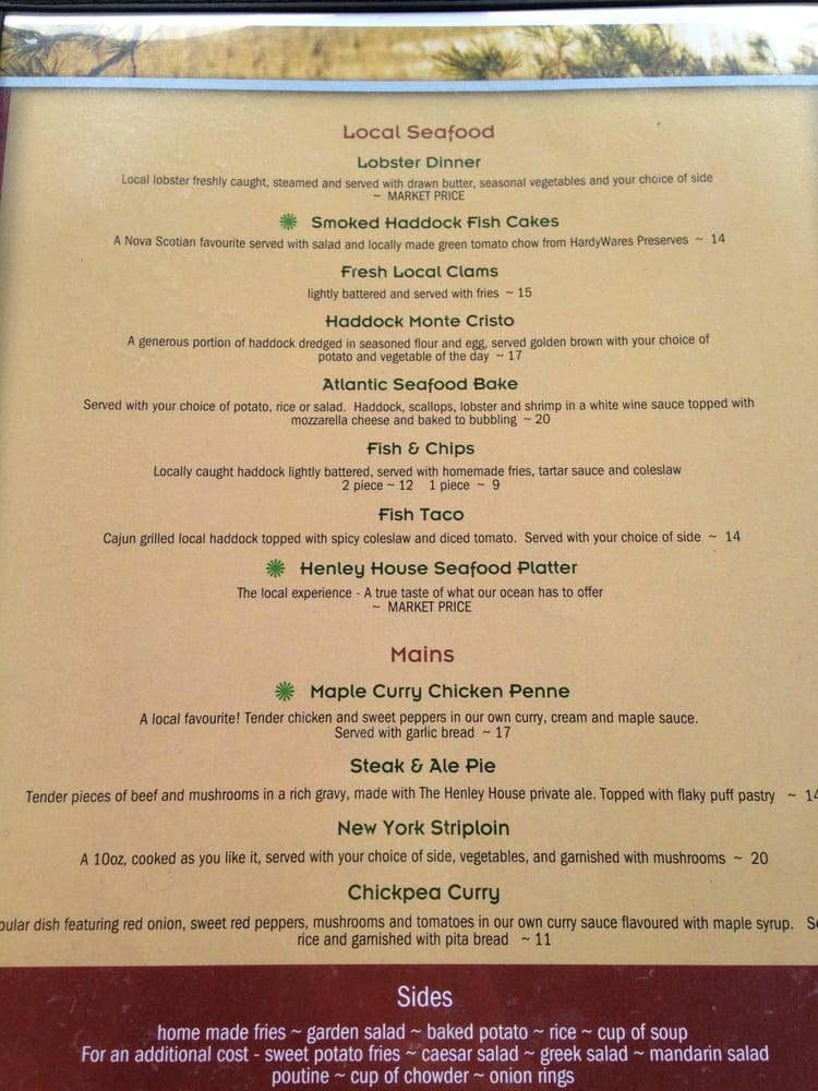 Menu at Henley House Pub And Restaurant, Sheet Harbour