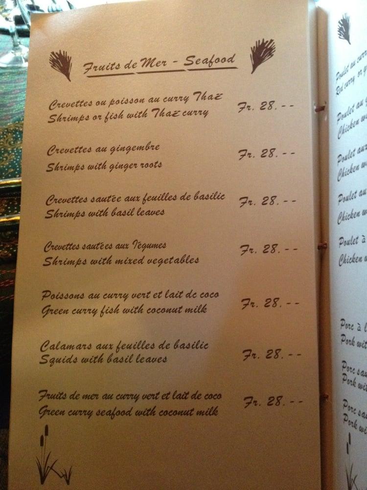 Menu at Wooden Hut, Geneva