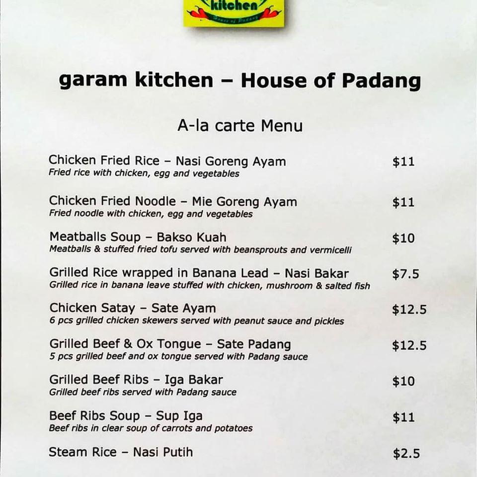 Menu at Garam Kitchen restaurant, Noble Park