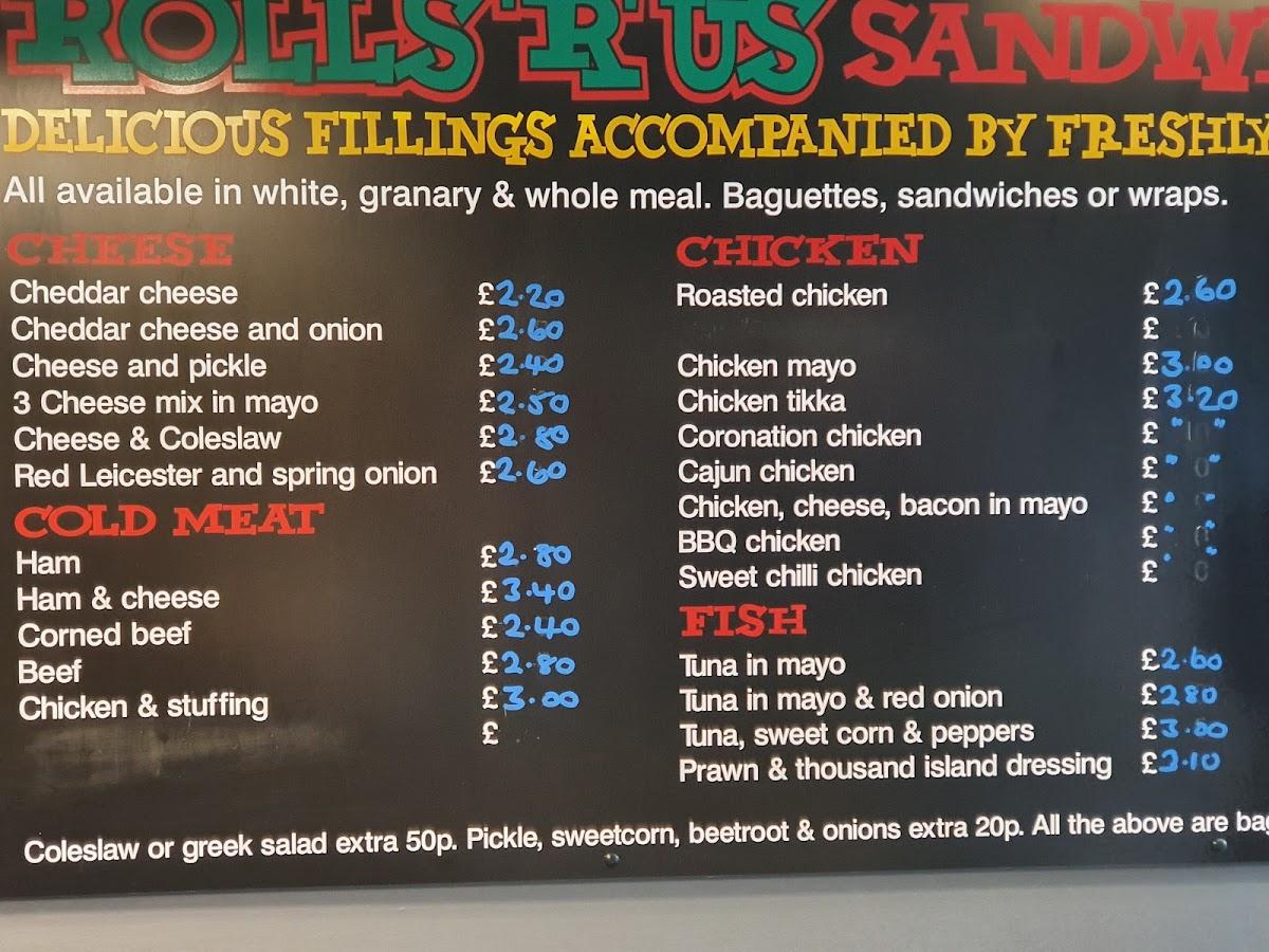 Menu at Sandwich Station, Bristol, Avon