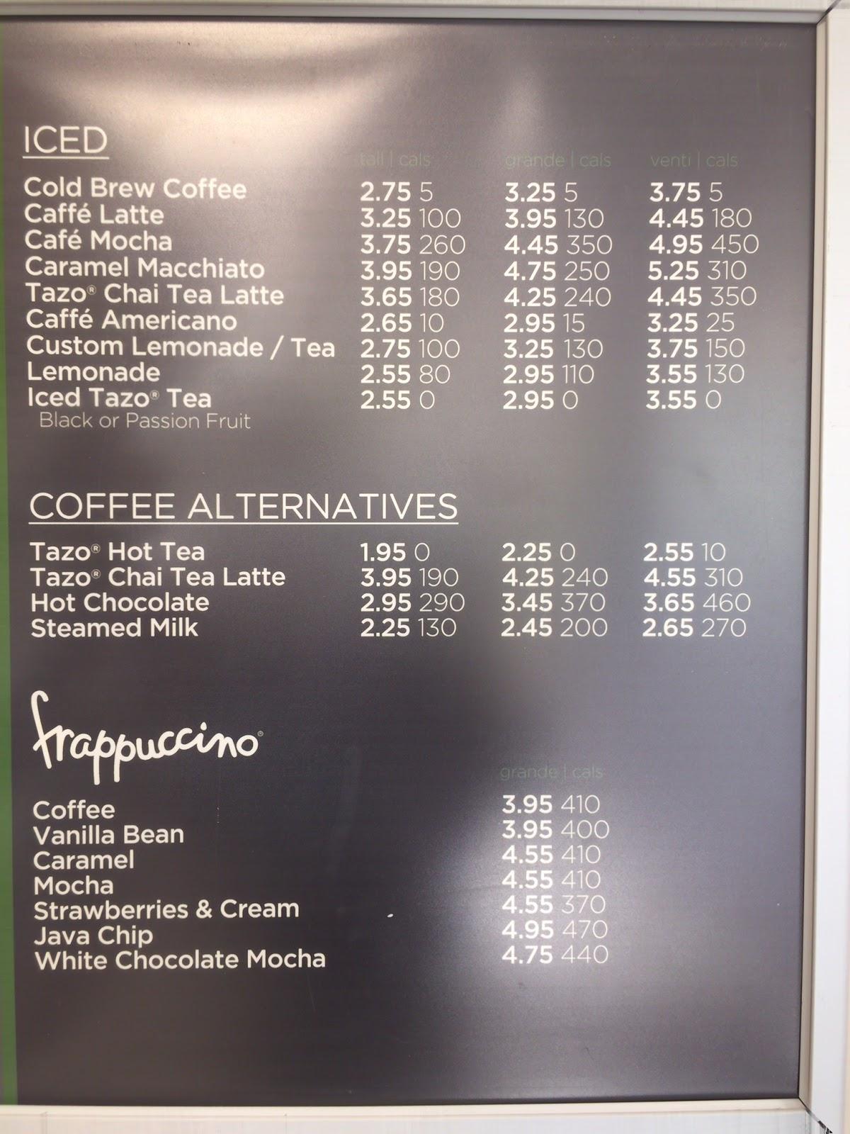 Carta del café Starbucks, Presque Isle