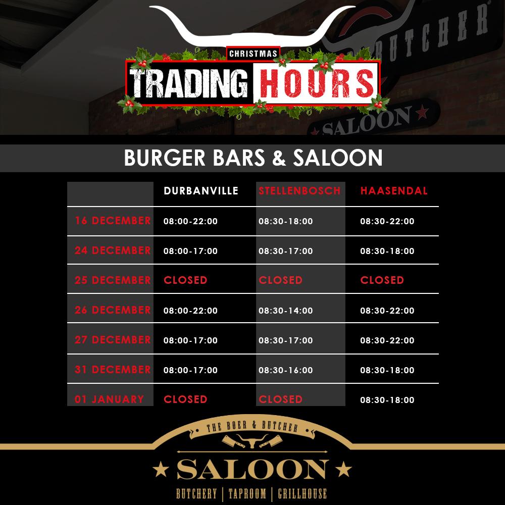Menu at THE BOER AND BUTCHER DURBANVILLE restaurant, Cape Town