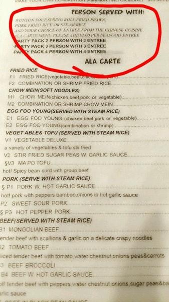 Menu at Ding How restaurant, Liberty Lake