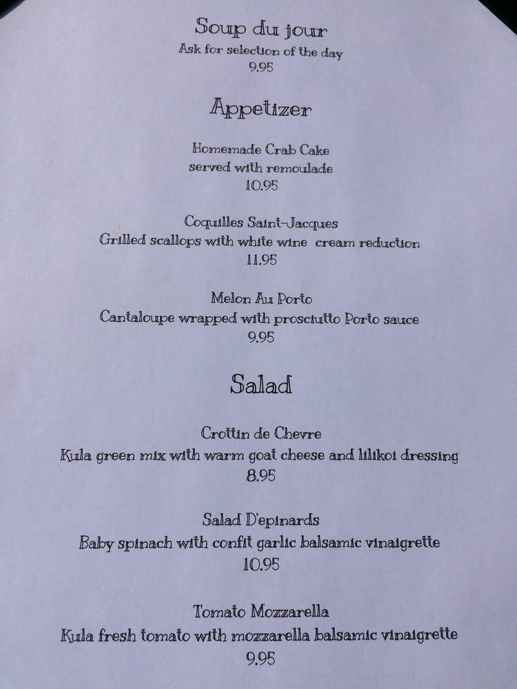 Menu at La Provence pizzeria, Kula
